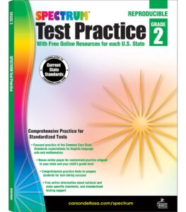 spectrum test prep grade 2 workbook, ages 7-8, reading comprehension, language arts & math workbook, grammar, vocabulary, addition, subtraction, writing practice tests, 2nd grade test prep workbook