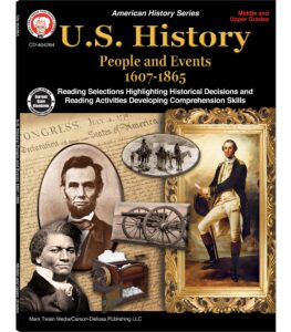 mark twain american history books, grades 6-12 people & events from 1607—1865 us history workbook, declaration of independence, california gold rush, pre civil war, classroom or homeschool curriculum