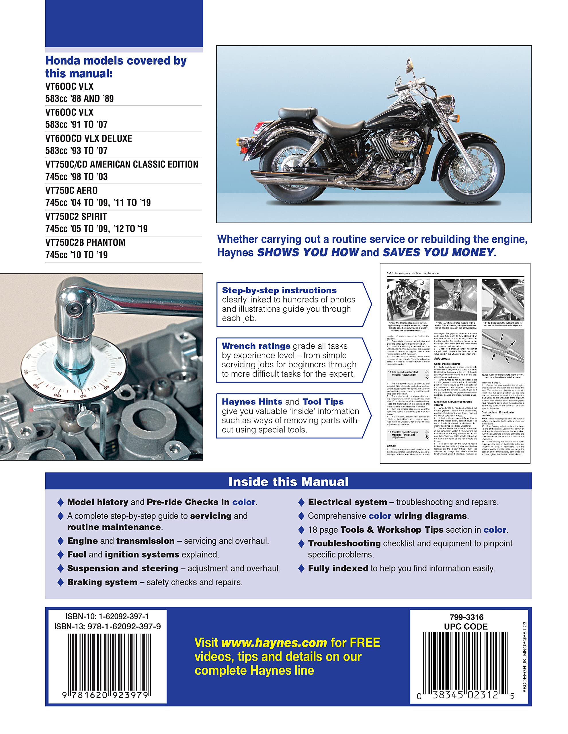 Honda Shadow VT600 & 750 (88 - 19) Haynes Repair Manual (Paperback)