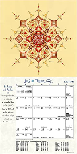 Hebrew Illuminations 2023 Wall Calendar by Adam Rhine | 16-Month Jewish Calendar With Candle Lighting Times (Sept 2022 - Dec 2023) | 12" x 24" Open | Amber Lotus Publishing