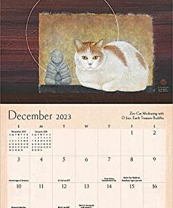 Zen Cat 2023 Wall Calendar | Meditational Art by Nicholas Kirsten-Honshin | 12" x 24" Open | Amber Lotus Publishing