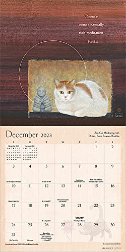 Zen Cat 2023 Wall Calendar | Meditational Art by Nicholas Kirsten-Honshin | 12" x 24" Open | Amber Lotus Publishing