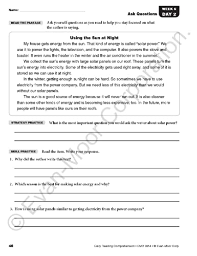 Evan-Moor Daily Reading Comprehension, Grade 4 - Homeschooling & Classroom Resource Workbook, Reproducible Worksheets, Teaching Edition, Fiction and Nonfiction, Lesson Plans, Test Prep