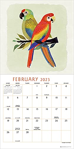 Feathered Friends 2023 Wall Calendar: Watercolor Bird Illustrations by Geninne Zlatkis | 12" x 24" Open | Amber Lotus Publishing