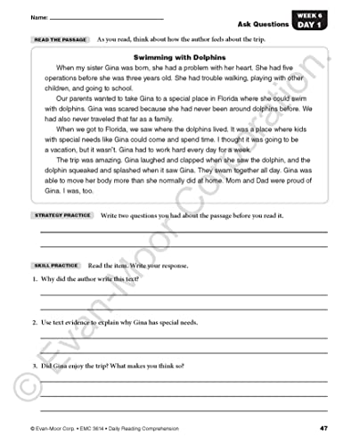 Evan-Moor Daily Reading Comprehension, Grade 4 - Homeschooling & Classroom Resource Workbook, Reproducible Worksheets, Teaching Edition, Fiction and Nonfiction, Lesson Plans, Test Prep