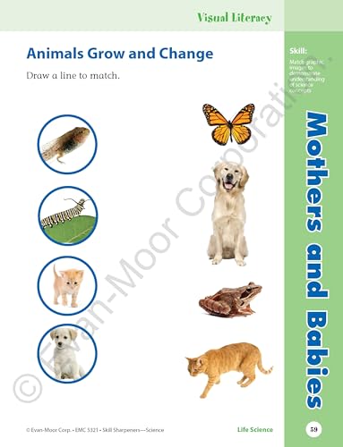 Evan-Moor Skill Sharpeners Science Workbook, Grade 1, Physical, Life, and Earth Science, Songs, Activities, Space, Animals and Eggs, Plants, Habitats, Recycling, Weather, Technology, Homeschool