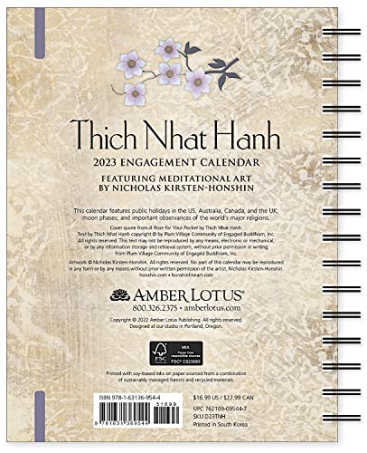 Thich Nhat Hanh 2023 Engagement Datebook Calendar