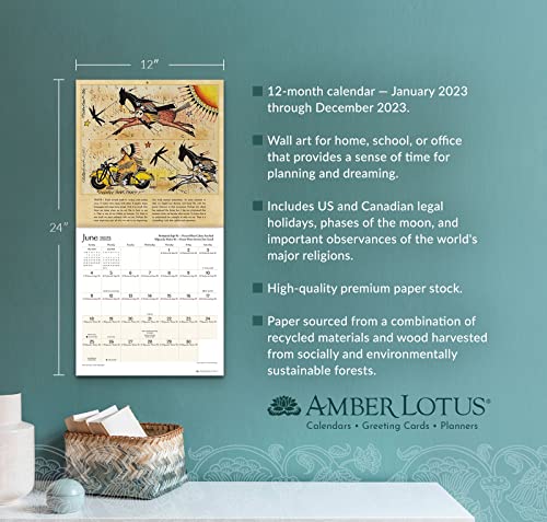 The Lakota Way 2023 Wall Calendar: Native American Wisdom on Ethics and Character | 12" x 24" Open | Amber Lotus Publishing