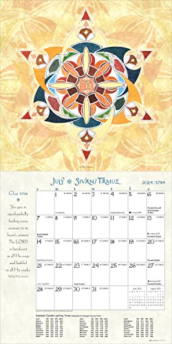 Hebrew Illuminations 2024 Wall Calendar by Adam Rhine | 16-Month Jewish Calendar With Candle Lighting Times (Sept 2023 - Dec 2024) | 12" x 24" Open | Amber Lotus Publishing