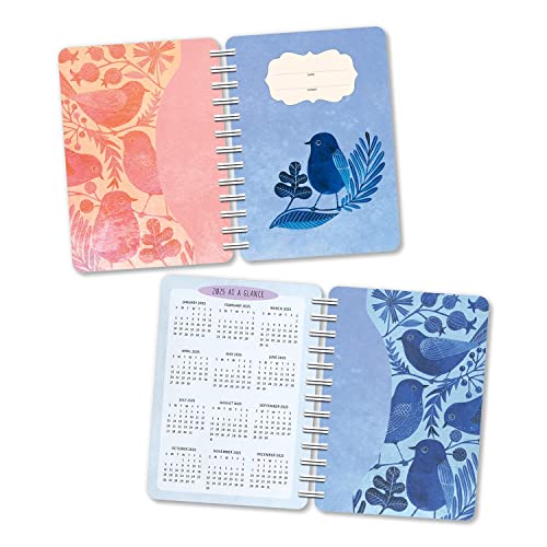 Geninne Zlatkis 2024 Weekly Planner: Birds of a Feather | Travel-Size 12-Month Calendar | Compact 5" x 7" | Flexible Cover, Wire-O Binding, Elastic Closure, Inner Pockets