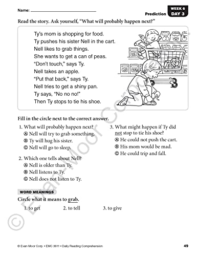 Evan-Moor Daily Reading Comprehension, Grade 1 - Homeschooling & Classroom Resource Workbook, Reproducible Worksheets, Teaching Edition, Fiction and Nonfiction, Lesson Plans, Test Prep