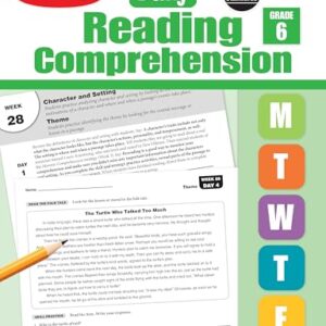 Evan-Moor Daily Reading Comprehension, Grade 6 - Homeschooling & Classroom Resource Workbook, Reproducible Worksheets, Teaching Edition, Fiction and Nonfiction, Lesson Plans, Test Prep