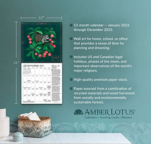 Backyard Foraging 2023 Wall Calendar: Discover Edible Plants and Kitchen Inspiration by Ellen Zachos | 12" x 24" Open | Amber Lotus Publishing