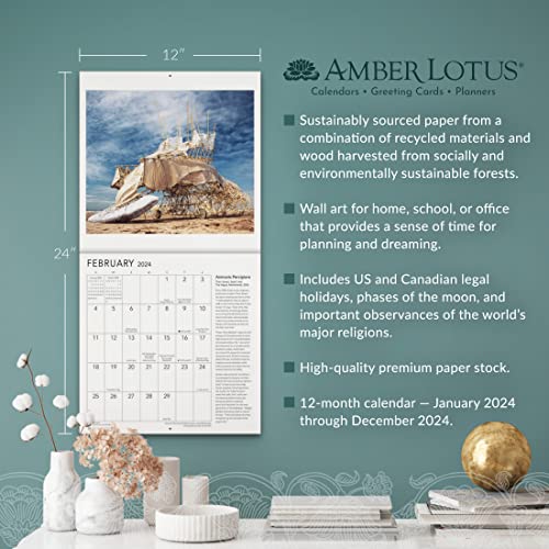 Environmental Art 2024 Wall Calendar: Contemporary Art in the Natural World | 12" x 24" Open | Amber Lotus Publishing