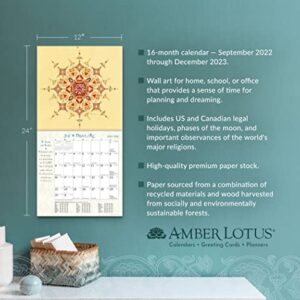 Hebrew Illuminations 2023 Wall Calendar by Adam Rhine | 16-Month Jewish Calendar With Candle Lighting Times (Sept 2022 - Dec 2023) | 12" x 24" Open | Amber Lotus Publishing