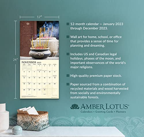 Meditation 2023 Wall Calendar | 12" x 24" Open | Amber Lotus Publishing