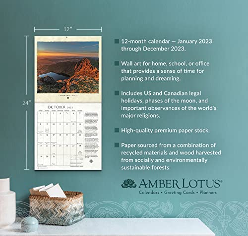 Sacred Celtic Sites 2023 Wall Calendar: And Other Places of Power in Britain and Ireland | 12" x 24" Open | Amber Lotus Publishing