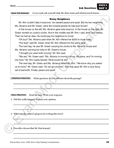 Evan-Moor Daily Reading Comprehension, Grade 4 - Homeschooling & Classroom Resource Workbook, Reproducible Worksheets, Teaching Edition, Fiction and Nonfiction, Lesson Plans, Test Prep