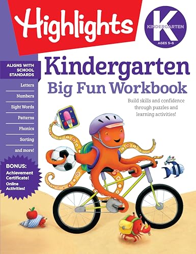 Kindergarten Big Fun Workbook: 256-Page Kindergarten Activity Book Full of Kindergarten Math, Reading, Writing Practice, Phonics, Puzzles and More (Highlights Big Fun Activity Workbooks)