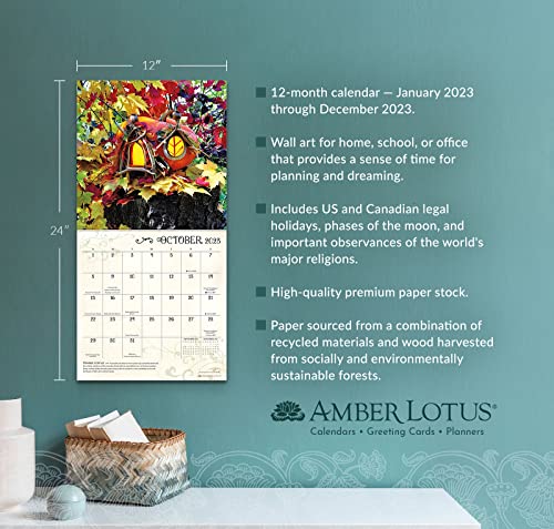 Fairy Houses 2023 Wall Calendar by Sally Smith | 12" x 24" Open | Amber Lotus Publishing