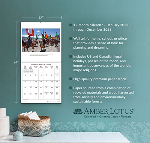 The Colors of Tibet 2023 Wall Calendar by International Campaign for Tibet | 12" x 24" Open | Amber Lotus Publishing