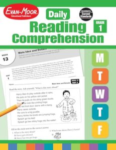 evan-moor daily reading comprehension, grade 1 - homeschooling & classroom resource workbook, reproducible worksheets, teaching edition, fiction and nonfiction, lesson plans, test prep