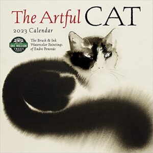 the artful cat 2023 wall calendar: brush & ink watercolor paintings