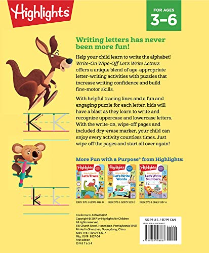 Write-On Wipe-Off Let's Write Letters (Highlights™ Write-On Wipe-Off Fun to Learn Activity Books)