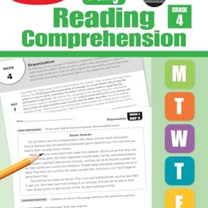 Evan-Moor Daily Reading Comprehension, Grade 4 - Homeschooling & Classroom Resource Workbook, Reproducible Worksheets, Teaching Edition, Fiction and Nonfiction, Lesson Plans, Test Prep