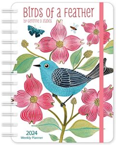 geninne zlatkis 2024 weekly planner: birds of a feather | travel-size 12-month calendar | compact 5" x 7" | flexible cover, wire-o binding, elastic closure, inner pockets