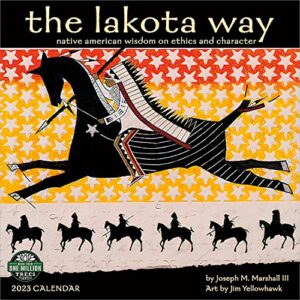 the lakota way 2023 wall calendar: native american wisdom on ethics and character | 12" x 24" open | amber lotus publishing