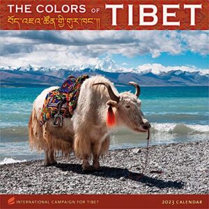 the colors of tibet 2023 wall calendar by international campaign for tibet | 12" x 24" open | amber lotus publishing