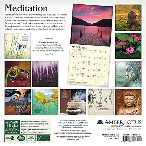 Meditation 2023 Wall Calendar | 12" x 24" Open | Amber Lotus Publishing