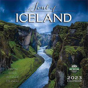 the soul of iceland 2023 wall calendar: traveling through the land of fire and ice | 12" x 24" open | amber lotus publishing