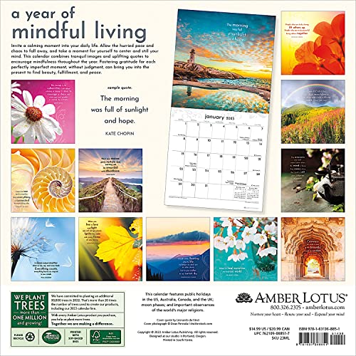 A Year of Mindful Living 2023 Wall Calendar | 12" x 24" Open | Amber Lotus Publishing