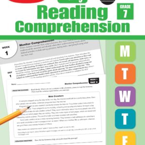 Evan-Moor Daily Reading Comprehension, Grade 7 - Homeschooling & Classroom Resource Workbook, Reproducible Worksheets, Teaching Edition, Fiction and Nonfiction, Lesson Plans, Test Prep