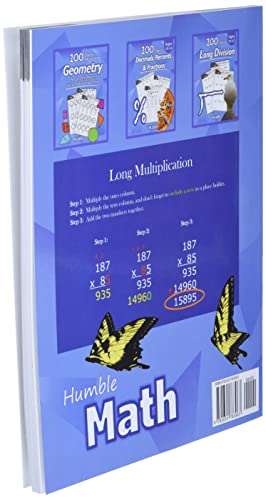 Humble Math - 100 Days of Multi-Digit Multiplication: Ages 10-13: Multiplying Large Numbers with Answer Key - Reproducible Pages - Multiply Big Long Problems - 2 and 3 digit Workbook