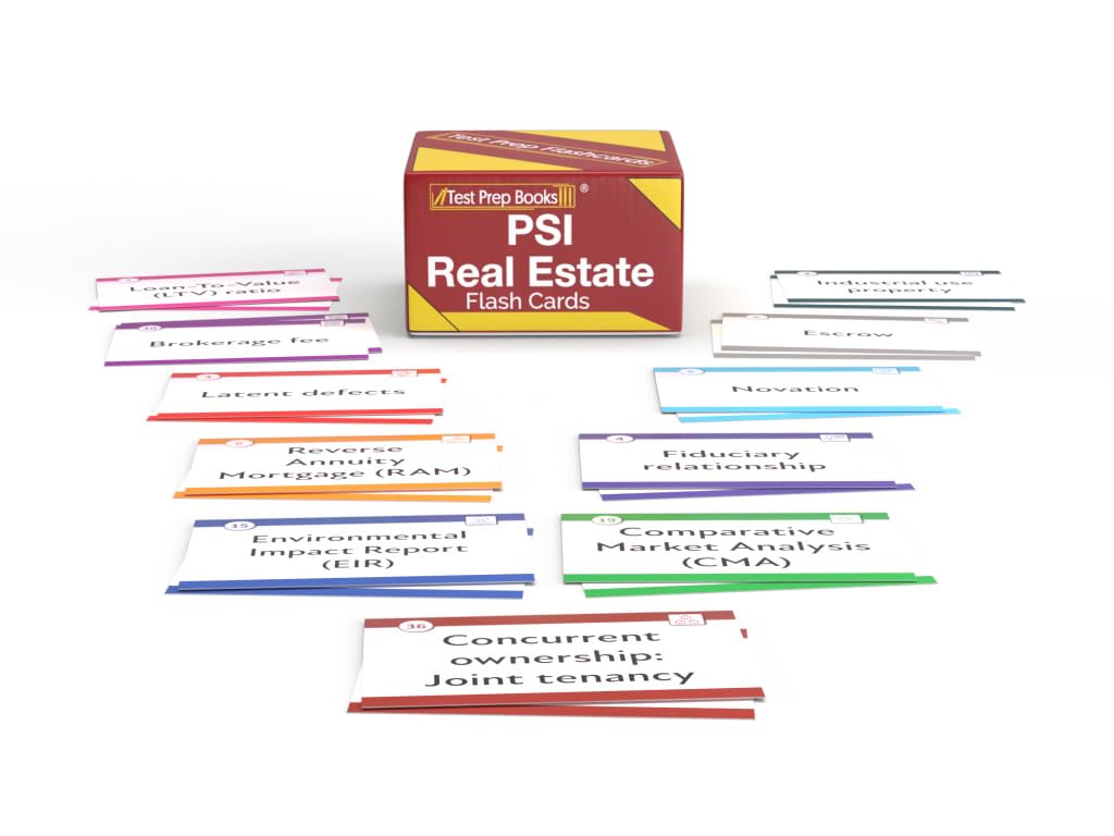 PSI Real Estate Exam Prep Study Cards: PSI Real Estate Review with Practice Test Questions for The National License [Full Color Cards]