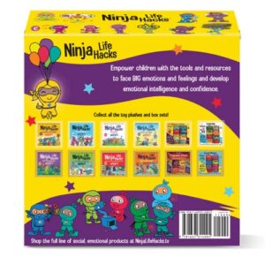 Ninja Life Hacks Emotions and Feelings Toy Book Box Gift Set (Plush Toys 1-8: Angry Ninja, Positive Ninja, Kind Ninja, Helpful Ninja, Inventor Ninja, Grumpy Ninja, Lazy Ninja, Earth Ninja)