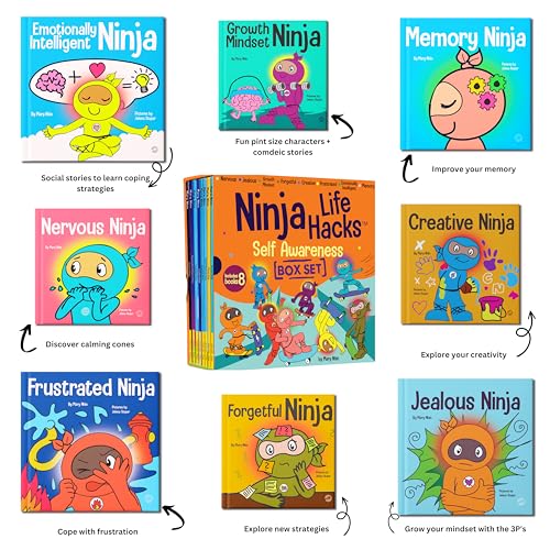 Ninja Life Hacks Self Awareness 8 Book Box Set (Books 41-48: Frustrated Ninja, Nervous Ninja, Jealous Ninja, Growth Mindset Ninja, Forgetful Ninja, ... Emotionally Intelligent Ninja, Memory Ninja)