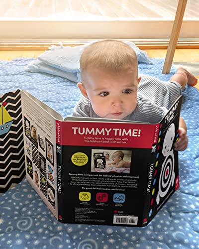 Tummy Time!: A high-contrast fold-out book with mirror for babies