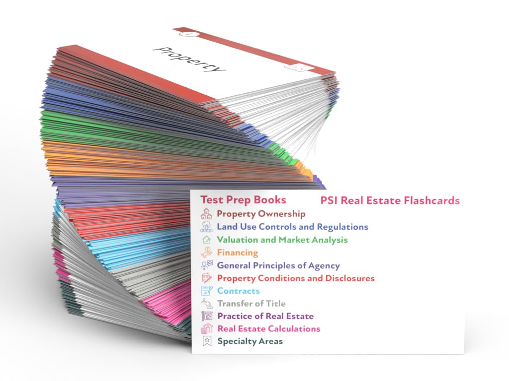 PSI Real Estate Exam Prep Study Cards: PSI Real Estate Review with Practice Test Questions for The National License [Full Color Cards]