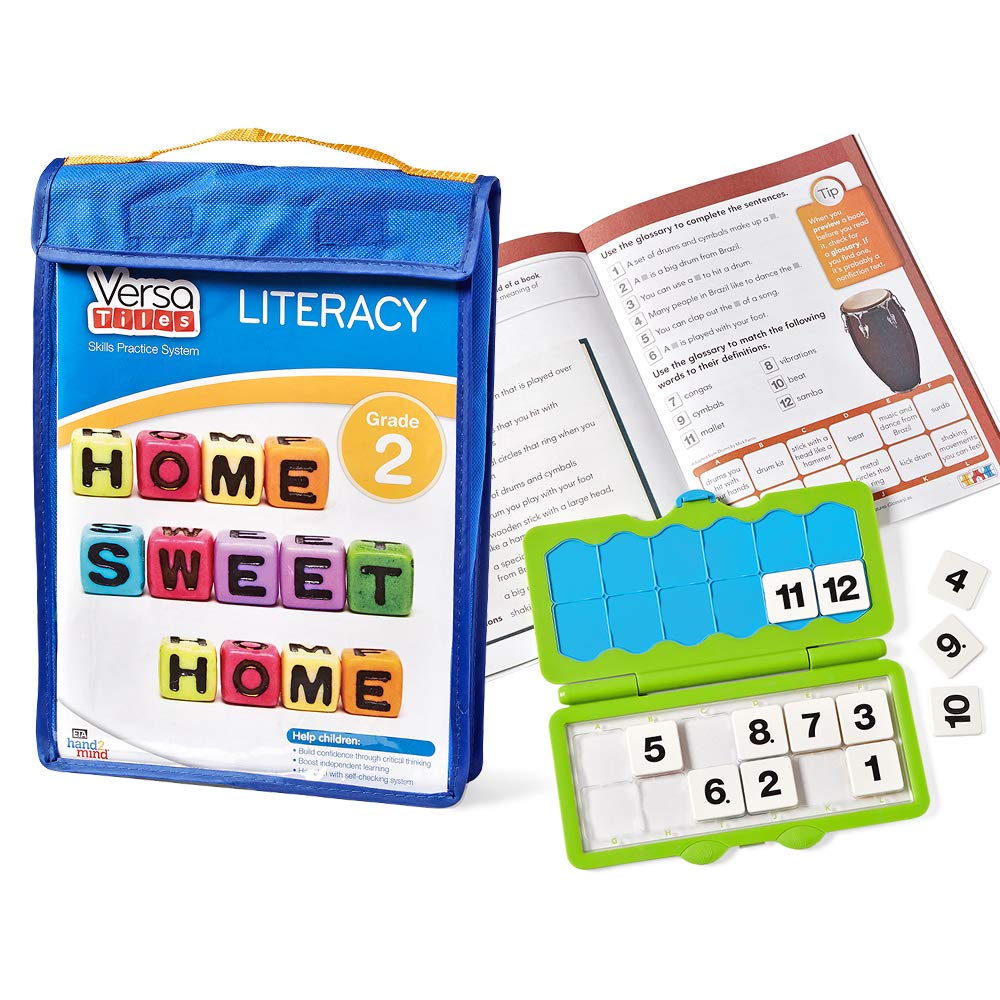 hand2mind VersaTiles Reading Practice Take Along Set for Second Grade, Self-Check Workbook, Homeschooling Games, Case Included, Homeschool Curriculum, 2nd Grade Reading Workbooks, Homeshool Supplies