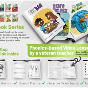 Decodable Readers: 15 Short Vowel Phonics Decodable Books for Beginning Readers Ages 4-7 Developing Decoders (Set 1)