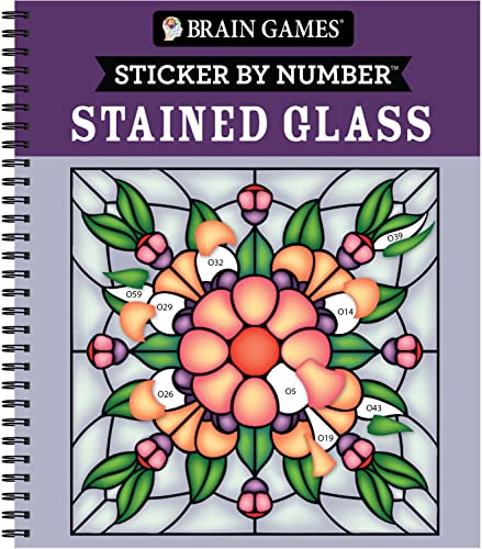 Brain Games - Sticker by Number: Stained Glass (28 Images to Sticker)