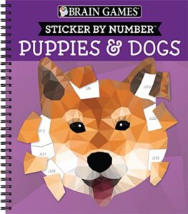 brain games - sticker by number: puppies & dogs - 2 books in 1 (42 images to sticker)