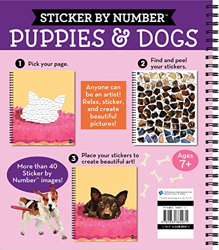 Brain Games - Sticker by Number: Puppies & Dogs - 2 Books in 1 (42 Images to Sticker)