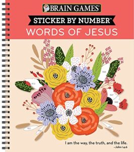 brain games - sticker by number: words of jesus (28 images to sticker)