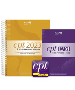 cpt professional 2023 and e/m companion 2023 and cpt quickref app bundle