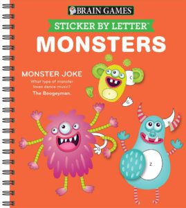 brain games - sticker by letter: monsters (sticker puzzles - kids activity book)